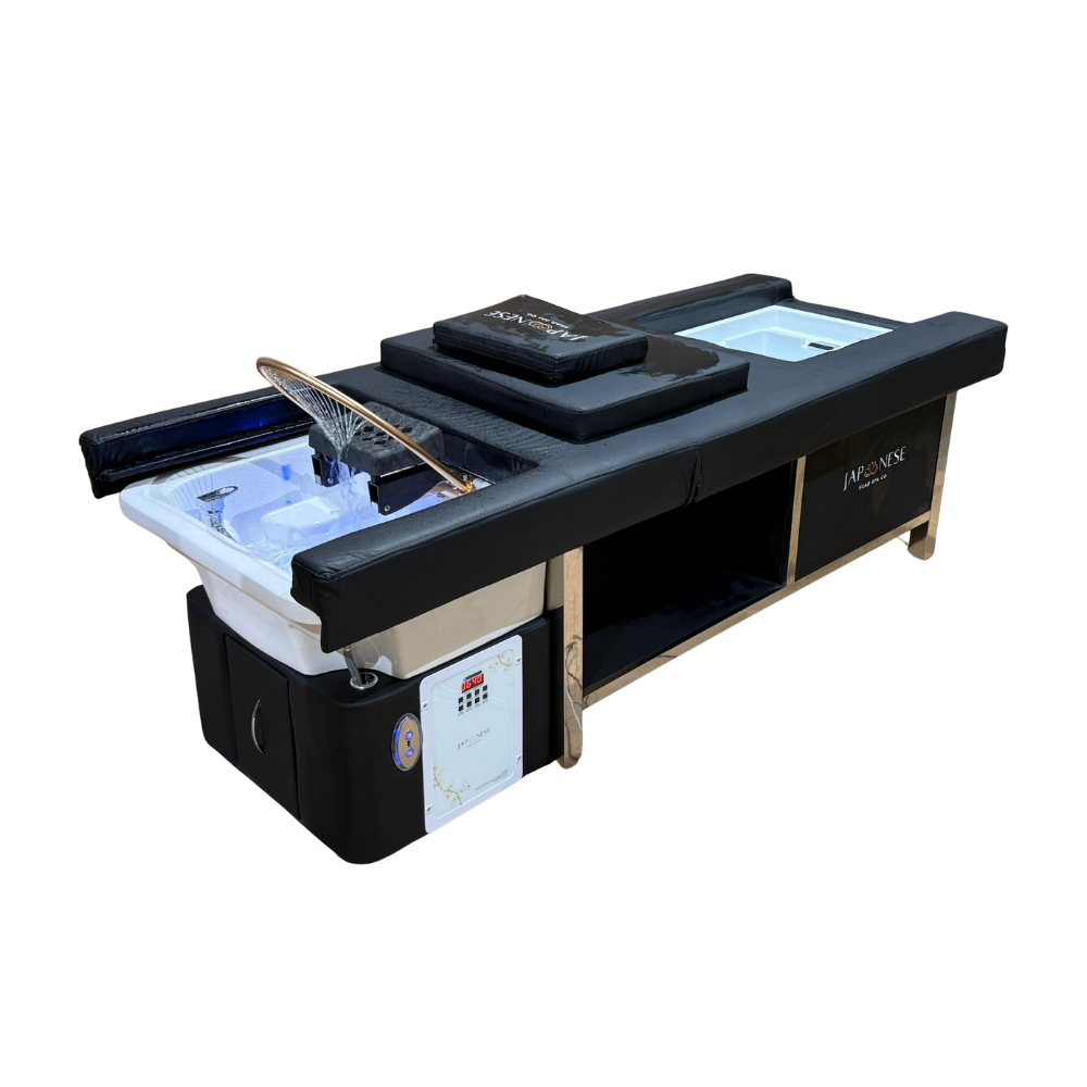 Black Full Head Spa Bed with Foot Spa Plumbed (inc. Steamer, Steamer ...