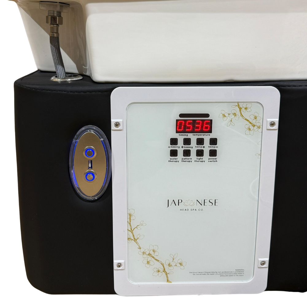 Black Full Head Spa Bed with Foot Spa Plumbed (inc. Steamer, Steamer ...